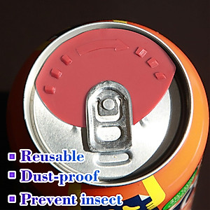 Isslly 6PCS Soda Can Covers Lids, Silicone Can Covers, Dust-Proof Reusable Swivel Soda Can Lids, Can Sealer Top Protector for Drink Beer Beverage - Black, White, Red