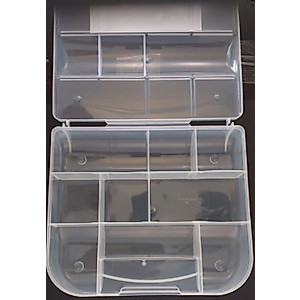 Small Clear Plastic 9-Compartment Organizer Cases, 7.5 x 6.5 x 2 inches, 4-ct Set