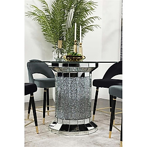 MAKLAINE Pedestal Round Glass Top Counter Height Table in Mirror