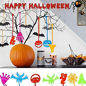 50Pcs Halloween Stretchy Sticky Hands,Party Favors for Kids,Skull Skeleton Bat Ghost Pumpkin Styles Sticky Toys For Goodie Bags,Halloween Exchange Gifts,Treasure Box Fillers and Classroom Prizes