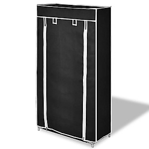 QJBSAVVA Fabric Shoe Cabinet with Cover 23" x 11" x 42" Black,Shoe Rack Organizer Closet Show Rack Shoe Bench Closet Shelf Suitable for doorways, Front Rooms, bedrooms
