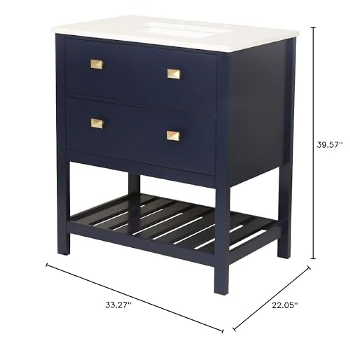 PULLAFUN Vanity Sink Combo Featuring a Marble Countertop, Bathroom Sink Cabinet and Home Decor Bathroom Vanities, Blue, 30 inch Vanity with Sink