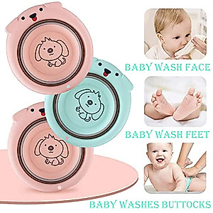 OLT-EU Kids Collapsible Wash Basin - Portable Plastic Basin, Foldable Baby Wash Basin, Multi-Purpose Lightweight Folding for Home Kitchen Outdoor Travel Camping (Green)