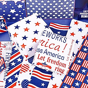 Bolsome 90 Sheets 20*14in Patriotic Tissue Paper for Gift Wrapping, Veterans Day Tissue Paper for Gift Bags Blue White Red Star Striped USA Wrap Tissue for Independence Day 4th of July Party DIY Craft