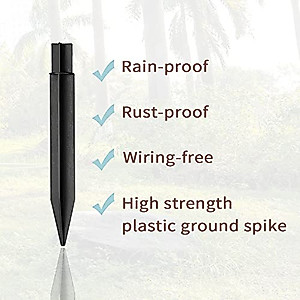 6 Pcs Replacement Plastic Ground Spike Stakes and Extension Poles for Solar Torch Lights, 8.26" Ground Stakes and 12" Pole Extension for Solar Flame Lights Pathway Lights Garden Lights