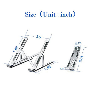 ChashenHa Laptop Stand, Laptop Stand for Desk Aluminum Alloy Adjustable Height Foldable Laptop Stand for MacBook Air/Pro, Samsung, Microsoft, Lenovo, Dell, iPad, Any Laptop(Silver)