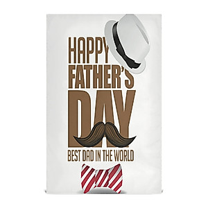 ALAZA Happy Fathers Day Mustache Decorative Kitchen Dish Towels Set of 4,Soft and Absorbent Kitchen Hand Towels Home Cleaning Towels Dishcloths,18 x 28 Inch