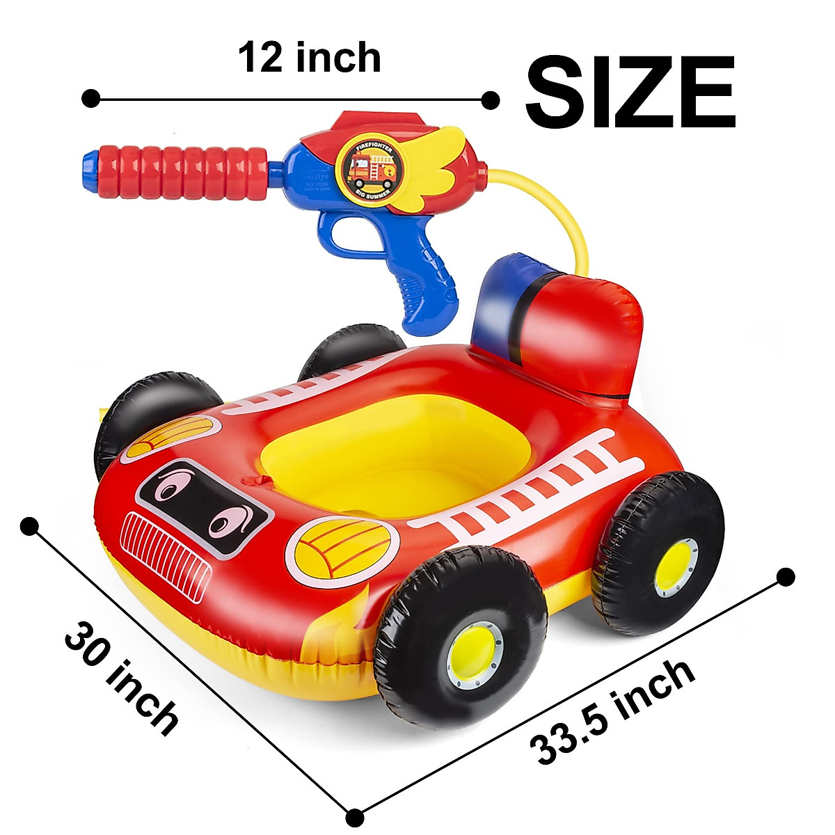 Kids Pool Floats with Water Gun, Pool Toys for Kids Ages 4-8, Fire Truck Toddler Floats for Pool, Pool Inflatables for Boys Girls and Children