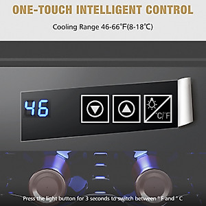 JINJUNYE 6 Bottle Wine Cooler Refrigerator, Wine Fridge Small, Countertop Wine Cooler with Digital Temperature Control, 46-66℉ Mini Freestanding Wine Cellars Glass Door, Gift for Wine Lover