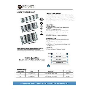 (2) T8 LED High Bay 6 Tube Warehouse Shop Commercial Light Fixture USA Made