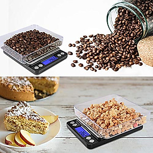 Fuzion Digital Kitchen Scale 3000g/ 0.1g, Pocket Food Scale 6 Measure Modes, LCD, Tare, Digital Scale Grams and Ounces with 2 Trays for Food, Cooking, Nutrition, Reptiles(Battery Included)