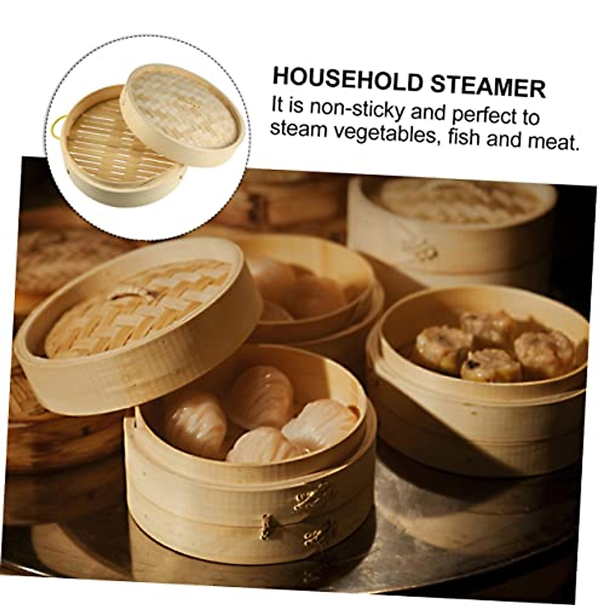 SWOOMEY steamer dumpling stainless steel steam pot momo Kitchen three layer boilder dim sum basket Vegetable Steaming Holder wooden cooking utensils Cooking Tool seafood spaghetti bamboo