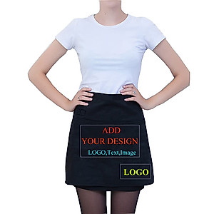 Shmimy Personalized Custom Waist Apron For Men Women Kitchen Cooking Aprons Customized with Pockets Name Text Logo Picture