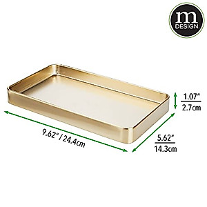 mDesign Modern Decorative Metal Guest Hand Towel Tray Holder Organizer for Disposable Paper Napkins, Jewelry, Makeup - Bathroom Vanity Sink Counter Organization - Unity Collection - Soft Brass