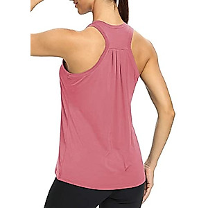 Bestisun Workout Tank Tops Loose fit Sleeveless Yoga Tops Racerback Muscle Tank Tops Summer Activewear Gym Dacne Tops Workout Exercise Clothes for Women Rose M