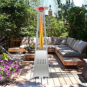 Toolsempire Outdoor Patio Heater 42,000 BTU, Propane Gas Space Heater Pyramid Stainless Steel Heaters Quartz Glass Tube with Wheels for Garden, Yard, Residential & Commercial Use, 90” Tall, Silver