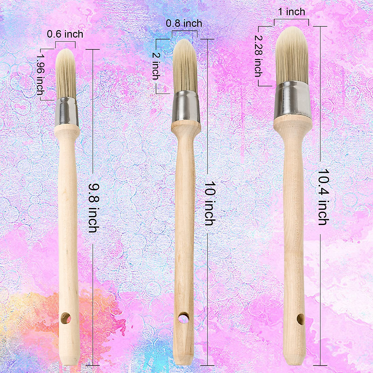 Trim Painting Tool, 3 Packs with 0.6Inch, 0.75Inch, 1Inch Small Paint Brushes for Walls, Touch Up, Edge Painting Tool, Round Paint Brush for House Wall Edges, Trim Paint Brushes