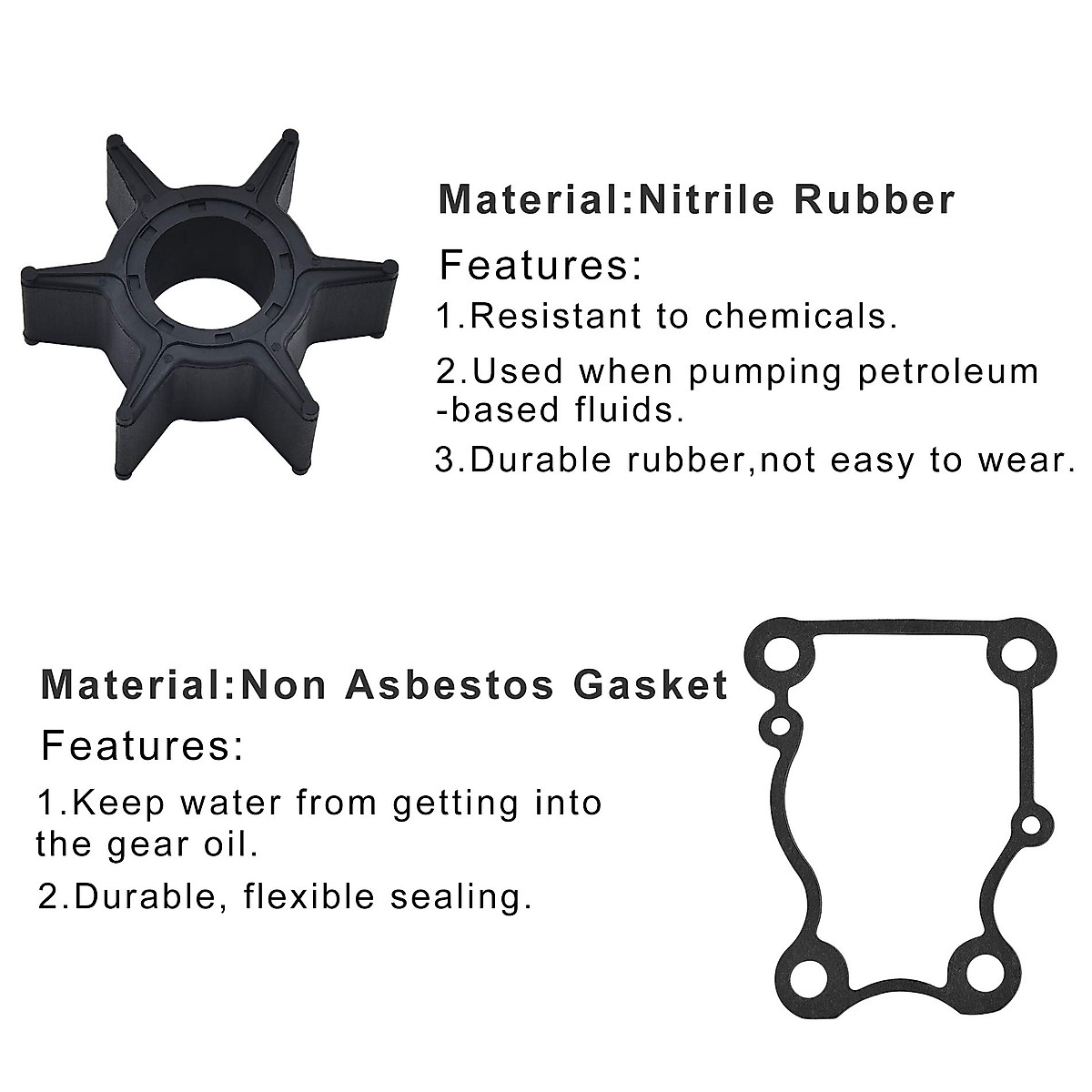 BDFHYK 63D-W0078-01 Water Pump Impeller Repair Kit for Yamaha 40HP 50HP 60HP, Replaces 63D-W0078-01-00 Sierra 18-3434