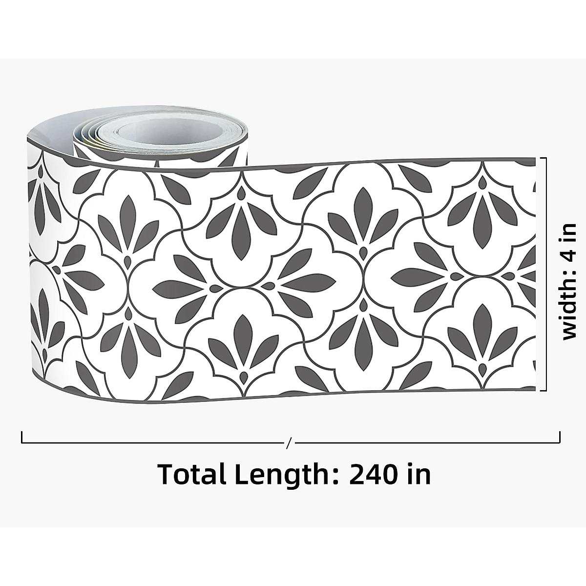 FLFK Wallpaper Border Black and White Patterns Peel and Stick Wall Border Self Adhesive Wallpapers for Living Room Bedroom Kitchen Bathroom 4"x240"