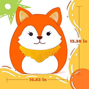 PLAYNICS Large Fox Plush Pillow Stuffed Animal Toy,13" Big Size Cute Soft Toys Fat Kawaii Hugging Stuff Cuddle Huggable Plushie Toy,Gift for Kids