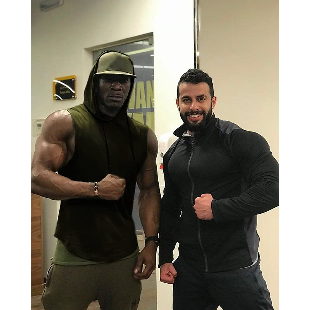 Babioboa Men's Workout Hooded Tank Tops Lightweight Athletic Sleeveless Shirts Gym Hooded Tank Tops(Army Green Medium)