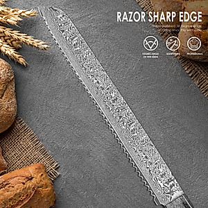 Bread Knife, 10inch Multifunction Serrated Knife, VG10 Damascus Steel Bread Cutting Knife for Homemade Bread, Razor Sharp Edge for Efficient Slicing Sourdough Bread, Bagels, Cake