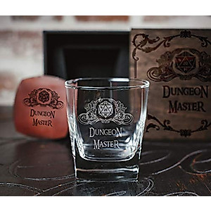 Game Master Gift Idea - Role Game Style Whisky Glass with Gift Box - Presents for Him (Dungeon Master with Dice)