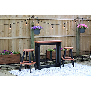 Leisure Accents Single Bar Set Includes 2 Barstools Redwood Top & Black Base Ideal for Patio Hot Tub Area Backyard Durable WeatherResistant Design Easy Nohardware Assembly Proudly Made in USA