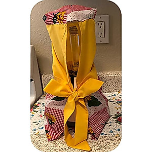 Blender Cover for OSTER. Kitchen design: Sunny Sunflower/Red checkered.- Dress for blender-Ribbons to make your own adjustable bow.