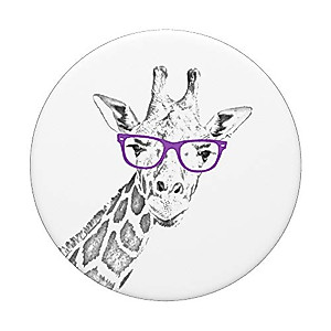 Giraffe wearing Purple Glasses PopSockets PopGrip: Swappable Grip for Phones & Tablets