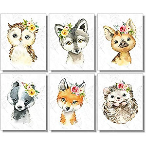 Woodland Animals Wall Art Prints - Nursery Decor - Set of 6-8x10 - Unframed - Watercolor