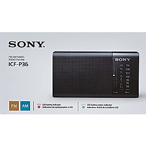 Sony Portable Am/FM Radio Home Audio Radio Black (ICF-P36)