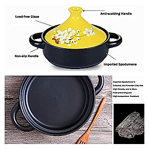 Non Stick Flower Painted Moroccan Tagine Pot Easy To Clean Clay Ceramics Casseroles Slow Cooker For Cooking Healthy Food 22.5.28