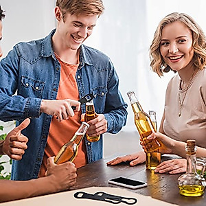 Bottle Opener and Pour Spout Remover Flat Bar Key Stainless Steel Bar Speed Opener Dog Bone Wine Bottle Opener Double Ended Beer Openers for Bartenders Home Kitchen, Black (4 Pieces)