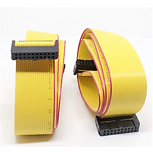 Connectors Pro 2-Pack IDC 2x10 20P 2.54mm Female Connector 80cm 31 Inches Yellow Flat Ribbon Cable, Double Rows 20 Pins 0.1” Pitch FC F/F (20P-80cm-2PK)