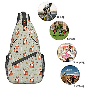 Cute Fox Sling Backpack, Multipurpose Crossbody Shoulder Bag Travel Hiking Daypack For Men Women