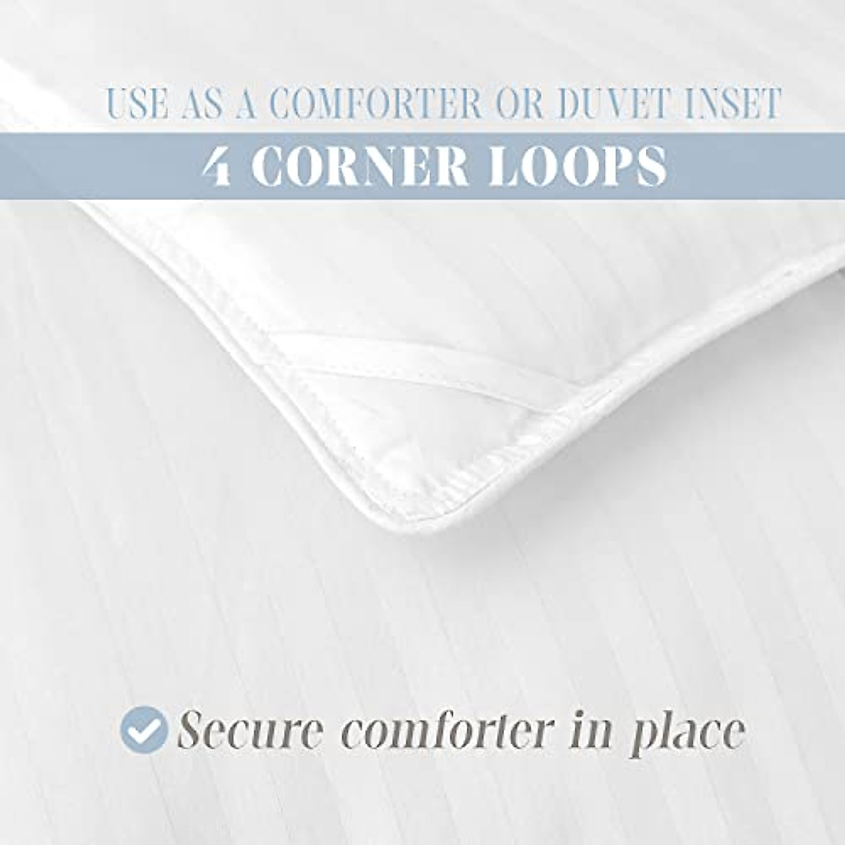 Elegant Comfort Premium Hotel Quality 1200 Thread Count 100% Egyptian Cotton, 3-Piece Stripe Down Alternative Cotton Comforter Set - Box Stitched - Duvet Insert with 4 Corner Tabs, Twin XL, White