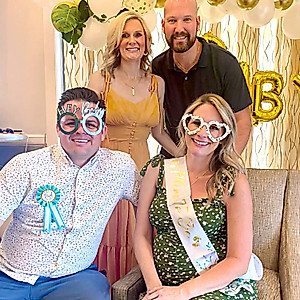 Neutral Sage Green Mom to Be Sash Baby Shower Dad To Be Pin, Gold Glitter Letters Eucalyptus Leaves Greenery Satin Sash Corsage for Pregnant Mommy Gift Party Decorations