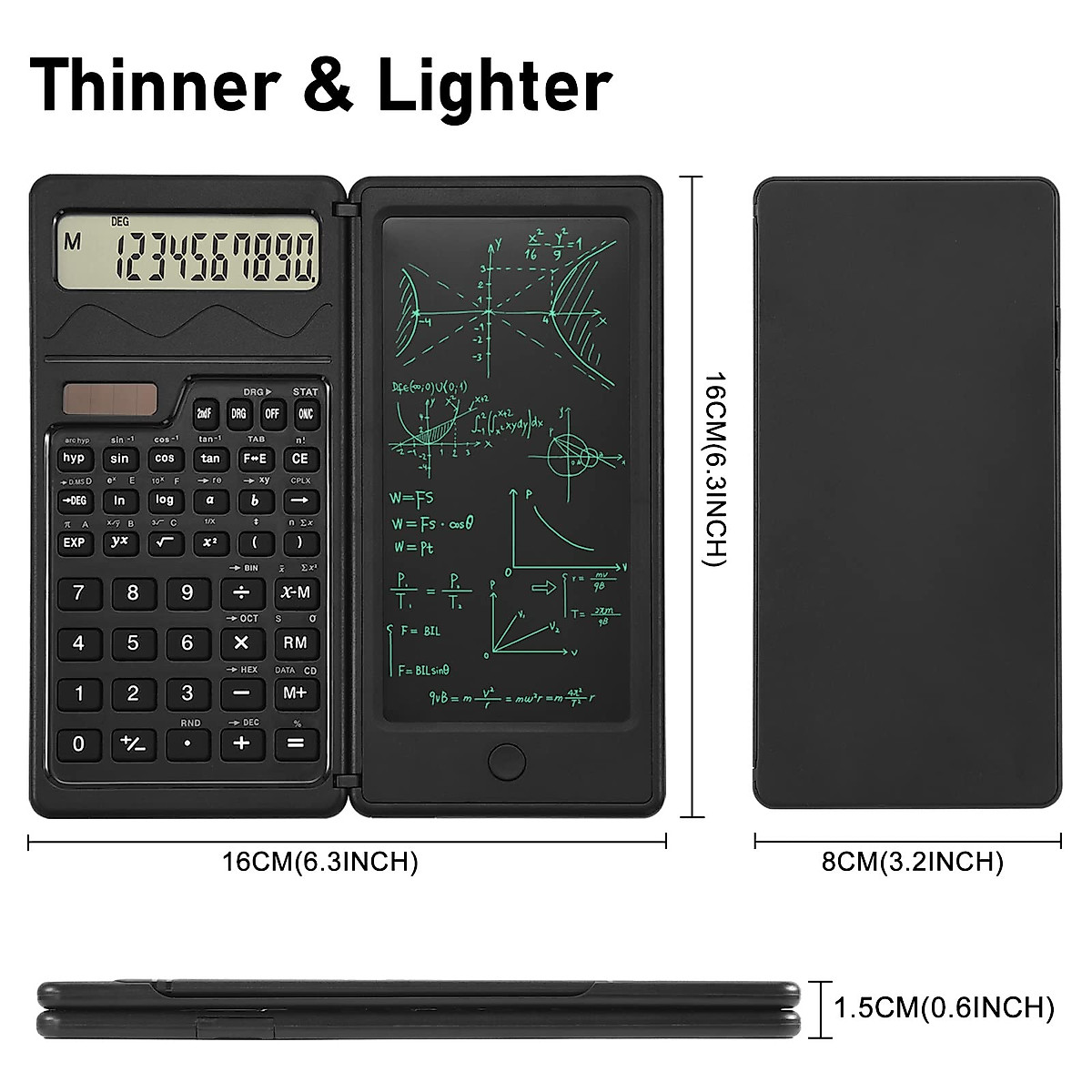 EooCoo Calculator with Notepad,10-Digit Large Display Office Desk Calcultors,Support Solar and Battery,Professional Foldable Calculator for Students, Office Desk Accessories