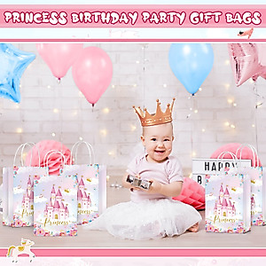 24 Pcs Princess Prince Party Favor Bags Prince Princess Castle Party Bags Princess Treat Bags with Handles Candy Goodie Bags for Gender Reveal Party Baby Shower Wedding Supplies (Princess and Prince)