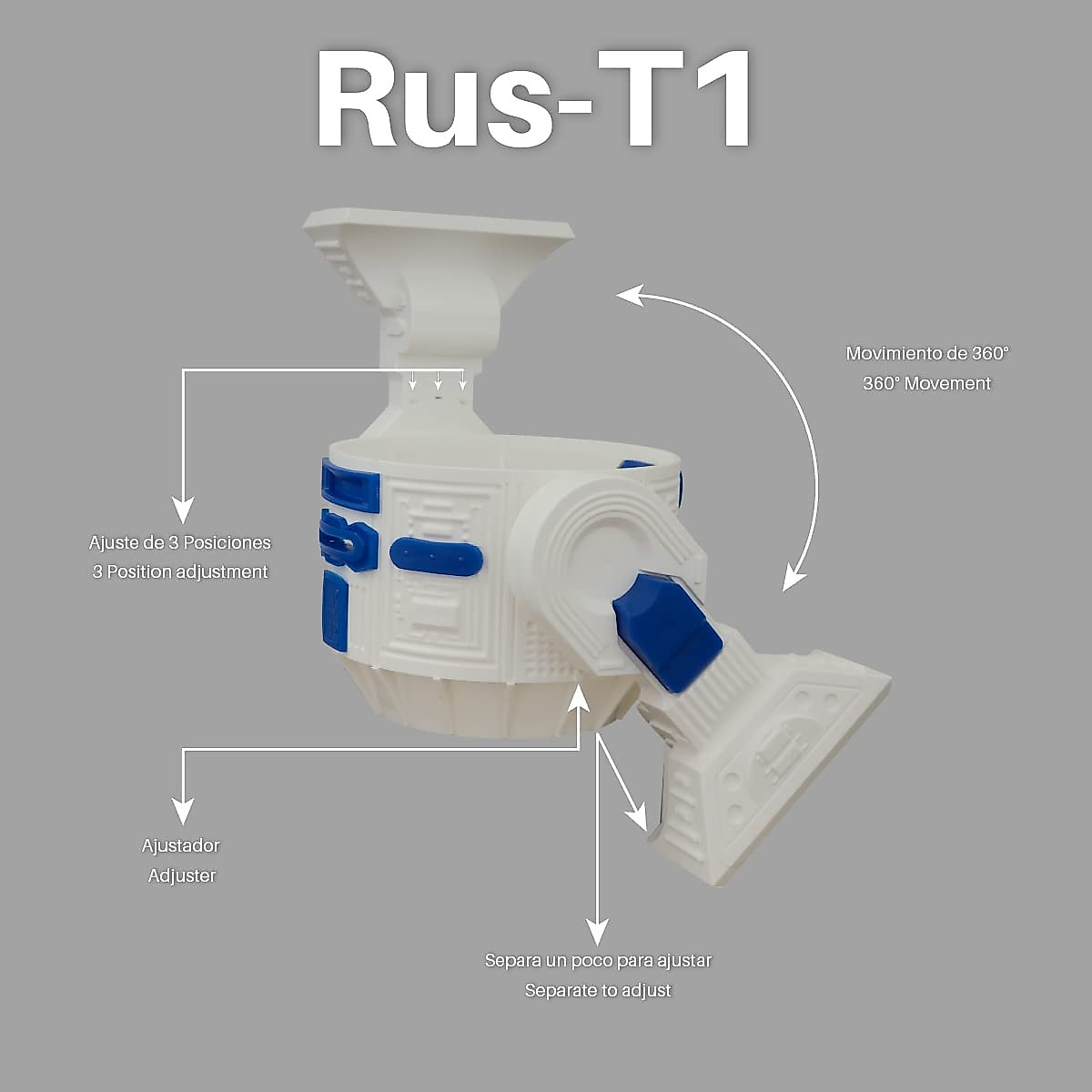 impremli Android Rus-T1 Stand Speaker Compatible with Alexa Echo Dot 3 Gen , 4 Gen , 5 Gen , HomePod Mini, Google Home Mini / Nest Mini y genericos (White/Blue)