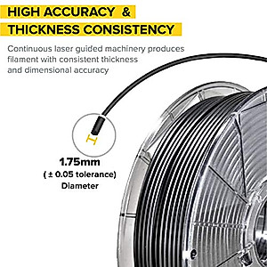 StanceMagic Black 3D Printer Filament 1.75mm PLA for 3D Printers, FDM Printers, 3D Pens, 0.8kg (1.75lbs) Pack