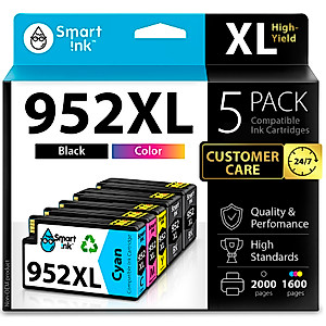 Smart Ink Compatible Ink Cartridge Replacement for HP 952XL 952 XL (5 Combo Pack) to use with OfficeJet Pro 8710 8720 8740 8715 8210 7740 7720 8700 8730 8725 (2 Black, Cyan, Magenta, Yellow)