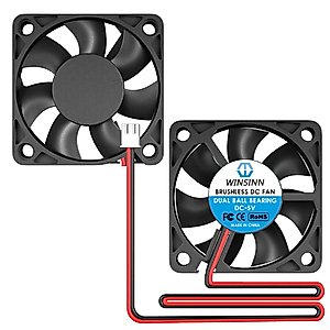 WINSINN DC 50mm Fan 5V 5010 Dual Ball Bearing Brushless Cooling Turbine Turbo 50mmx10mm 2PIN (Pack of 2Pcs)