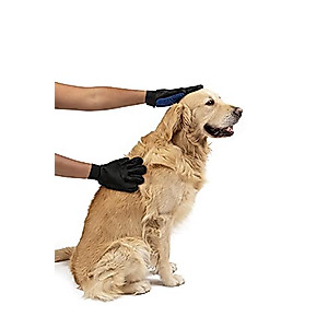Furever Loyal Pet Grooming Gloves - Ultimate Brushing Tools for Cats & Dogs - Better for Hair Removal & Deshedding Than Brushes - The Original Five Finger Glove for Short & Long Fur (1 Pair, Red)