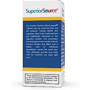 Superior Source Chromium Picolinate - Supplement for Women & Men - Supplement Formula Supports Healthy Sugar Metabolism - Mineral Supplement Aids Overall Health - 500 mcg, 50 Instant Dissolve Tablets