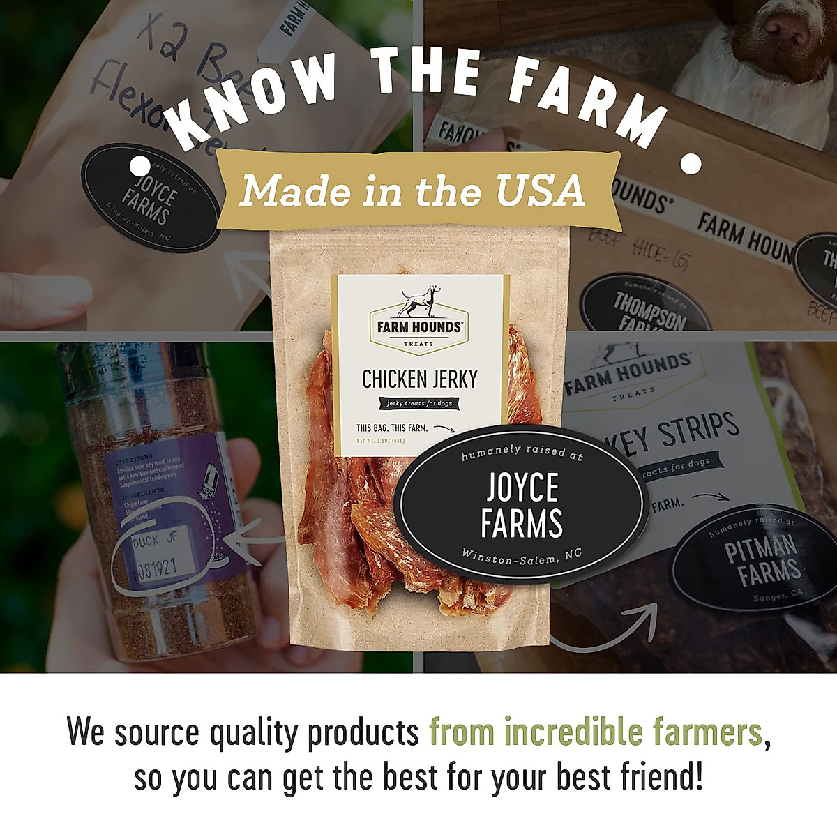 Farm Hounds - Chicken Jerky - Premium Natural Chicken Jerky For Dogs - From 100% Humanely Raised Chicken - Break-To-Size - Great For Training & Treats - No Added Fillers - Made in USA - 3.5 oz -1 Pack