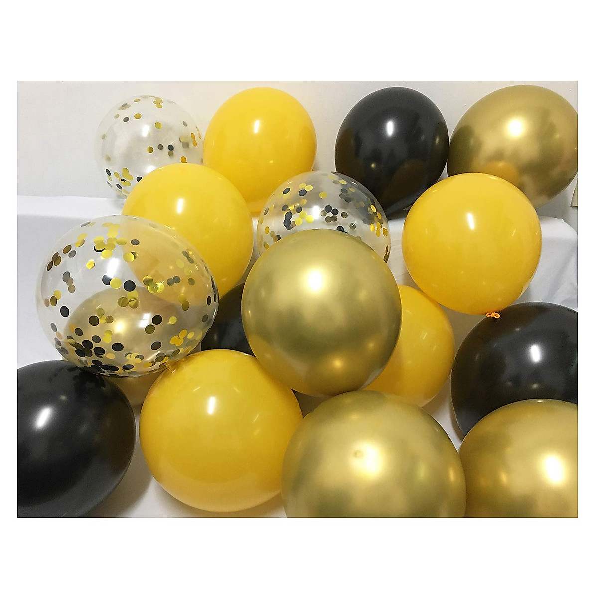 Bamonos Black Yellow Gold Balloons - Bee day Party Balloons for Baby Shower Birthday Gender Reveal Graduation Decorations 12inch 60packs