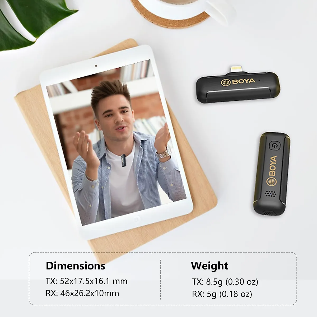 BOYA Wireless Lavalier Microphone for iPhone 12 iPad Vlog, BY-WM3T2 D1 Wireless Handheld Microphone System for Recording, Live Stream, YouTube, TikTok, Facebook, Noise Reduction Auto-Sync