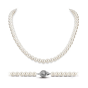 White Pearl Strand Necklace Women: 8mm/10mm Ivory Pearl Chain Wedding Jewelry with Dainty Silver Clasp for Bride Bridemaid - Trendy Accessory for Mother Graduate Teen Girl Elegant Lady (8mm)